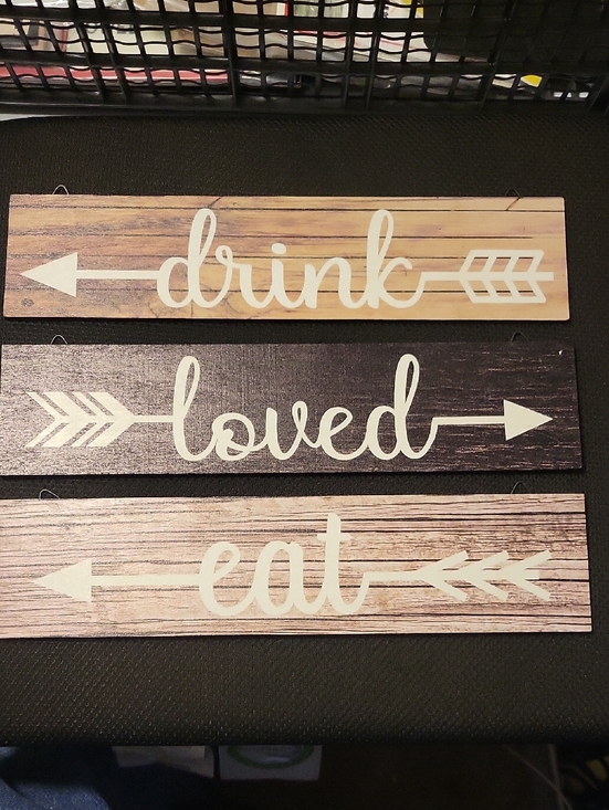 Other | Rustic Wood Wall Signs Drink Loved Eat Neutral Wood Tones ...